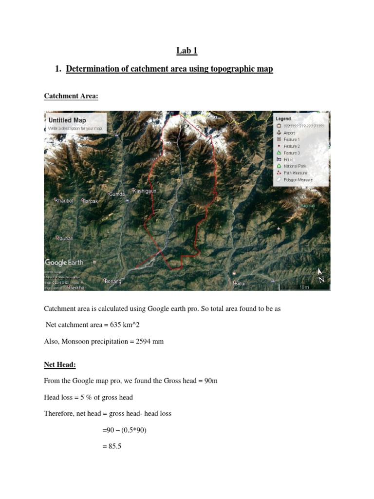 Lab 1 1. Determination of Catchment Area Using Topographic Map ...