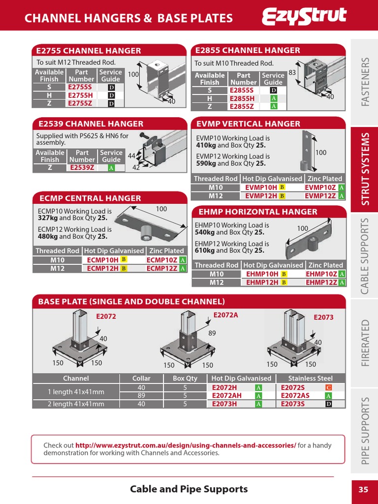 Channel Hangers and Base Plates DataSheet | PDF | Galvanization ...