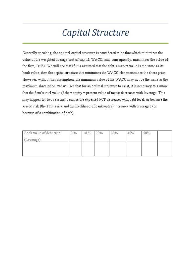 Capital Structure | PDF | Capital Structure | Cost Of Capital