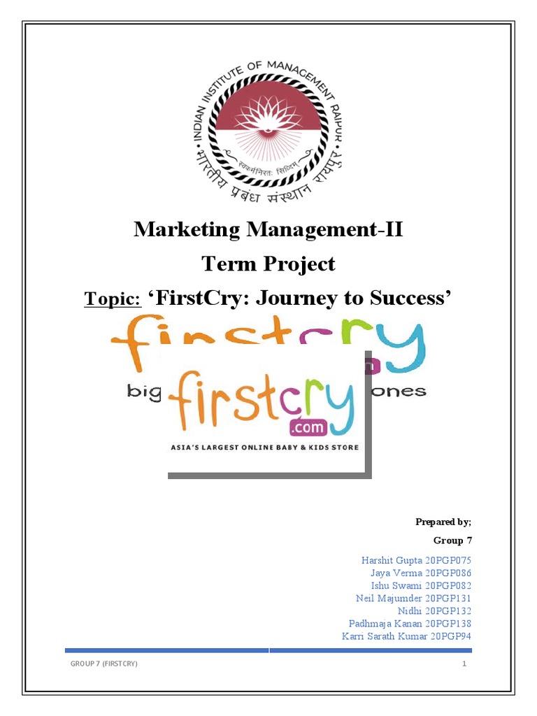 Marketing Management-Ii Term Project Firstcry: Journey To Success' | Download Free PDF | Profit ...