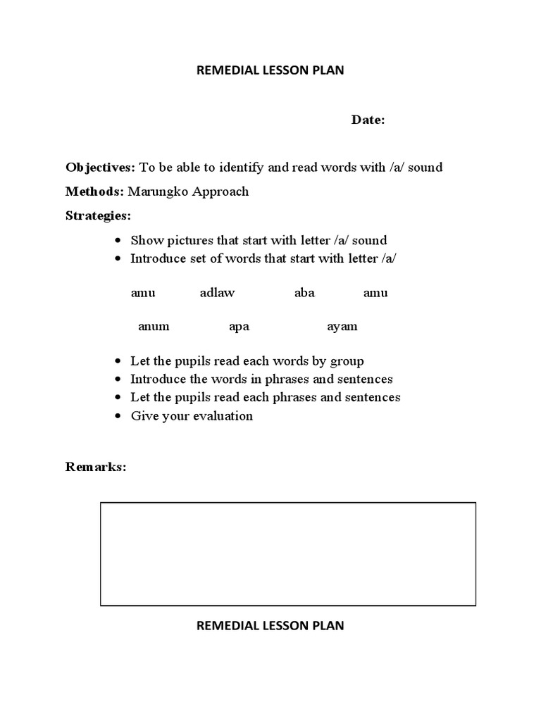 Remedial Lesson Plan | Download Free PDF | Semantic Units | Syntax