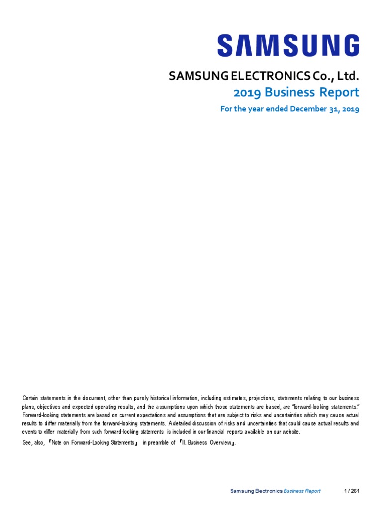 2019 Business Report | PDF | Samsung | Samsung Electronics