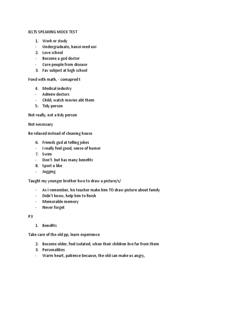 Ielts Speaking Mock Test | PDF | Self-Improvement | Lifestyle