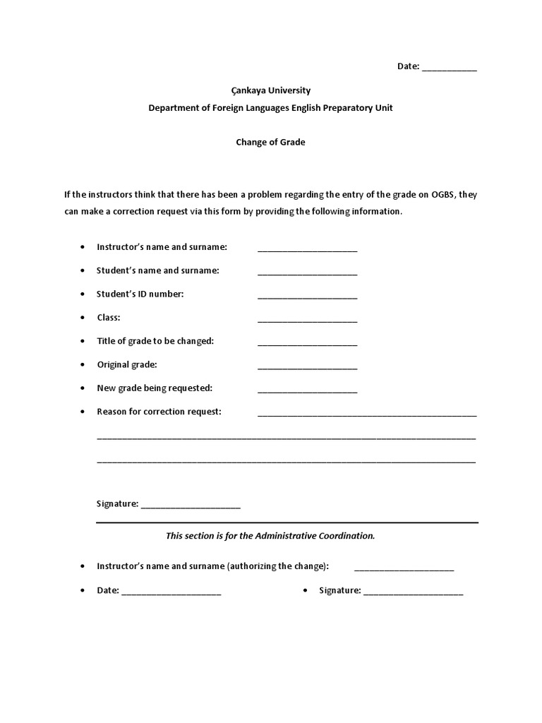Grade Change Request Form | PDF