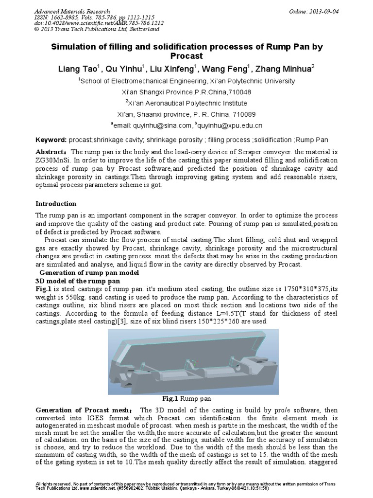 Liang Tao, Qu Yinhu, Liu Xinfeng, Wang Feng, Zhang Minhua | PDF | Casting (Metalworking ...