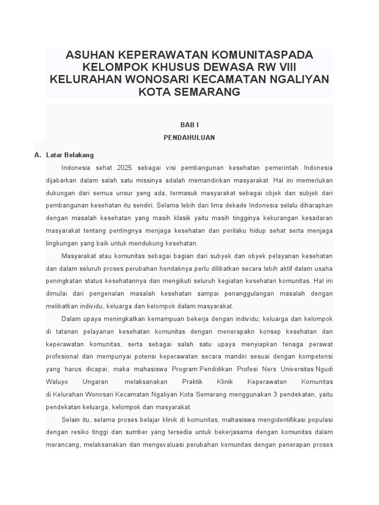 Asuhan Keperawatan Komunitaspada Kelompok Khusus Dewasa | PDF