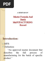 Master Formula Record (MFR) | PDF | Packaging And Labeling