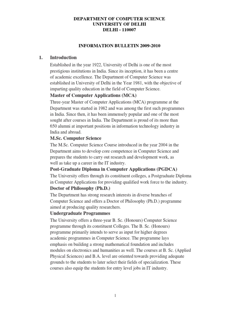 Department of Computer Science University of Delhi DELHI - 110007 | PDF ...