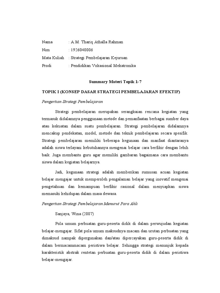 A.M. Thariq Athalla Rahman - Tugas Summary | PDF | Karier & Perkembangan