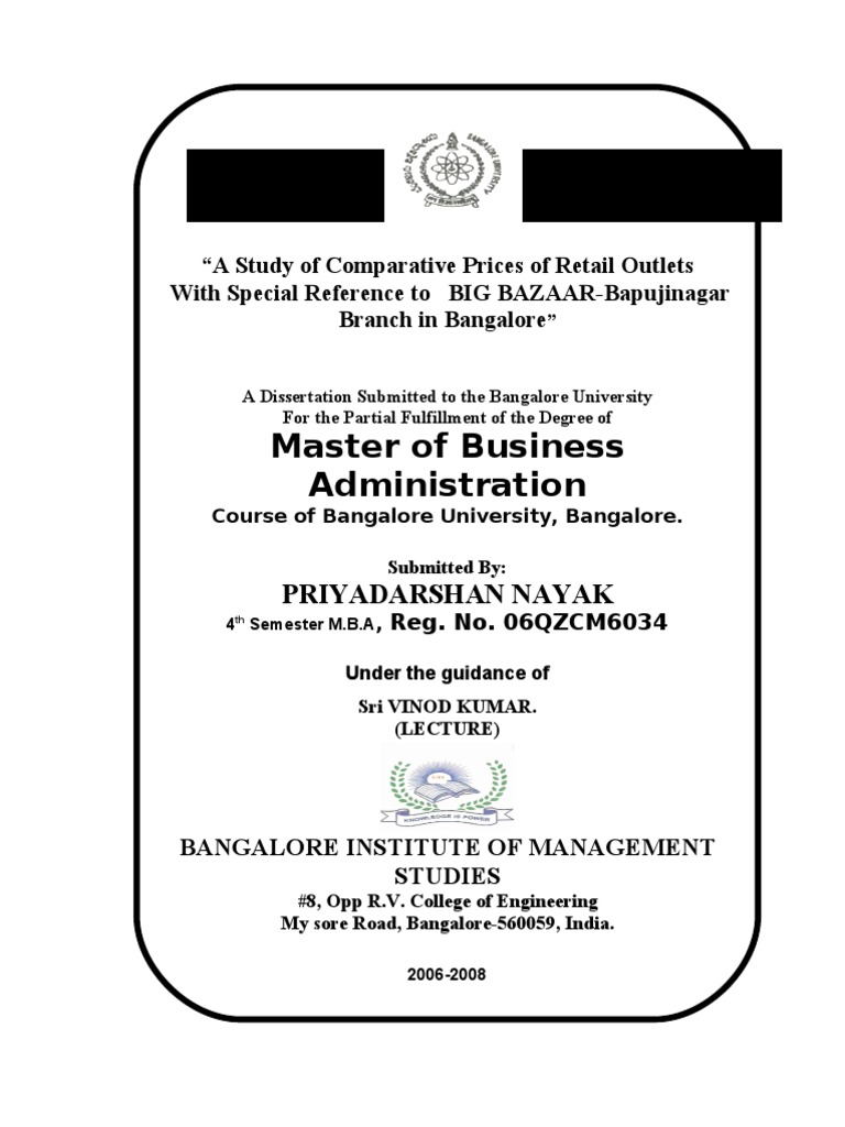 Master of Business Administration: Bangalore University | PDF | Thesis ...