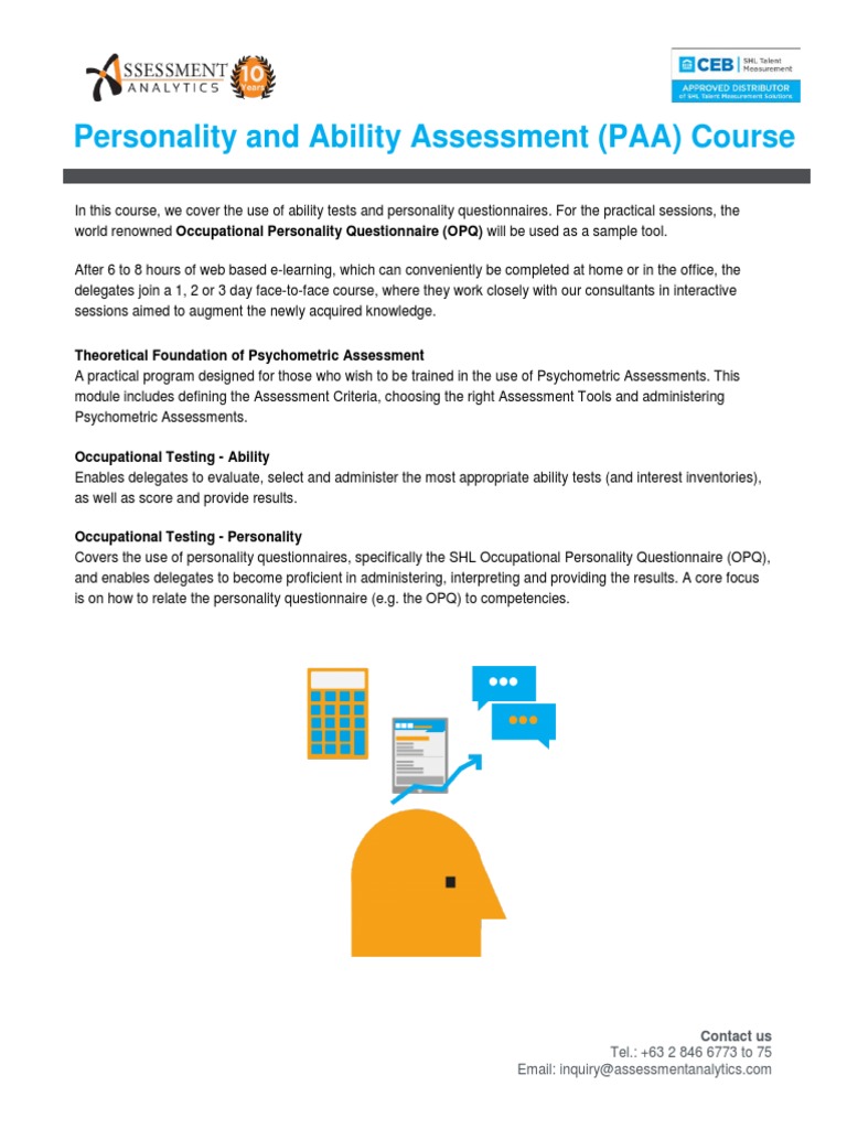Comprehensive Training Program on the Use of Psychometric Assessments ...