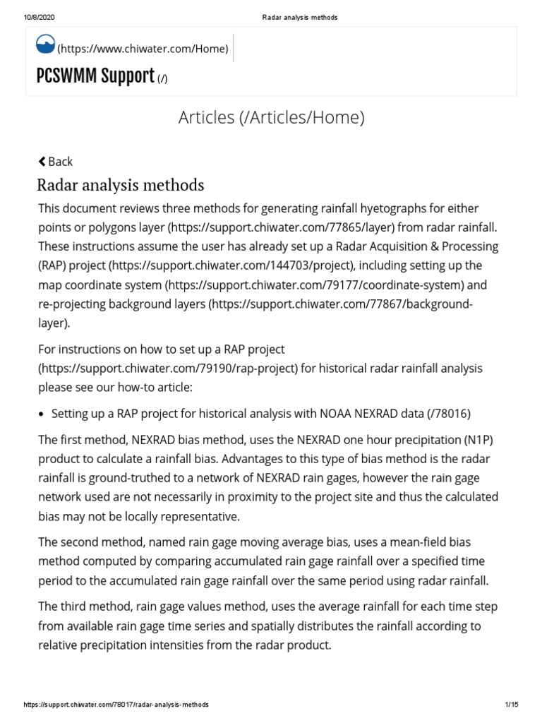 Radar Analysis Methods | PDF | Time Series | Precipitation