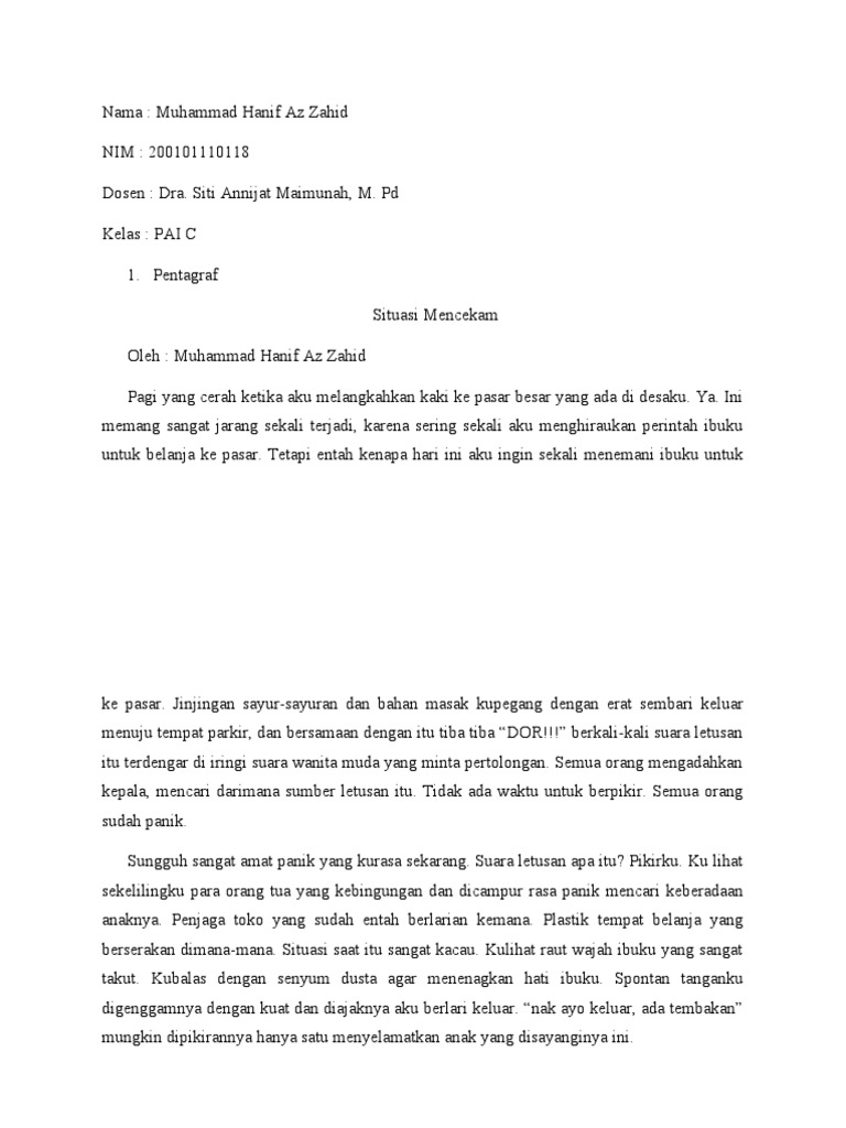 Pentagraf - M Hanif Az Zahid - 200101110118 - PAI C | PDF | Fiksi ...