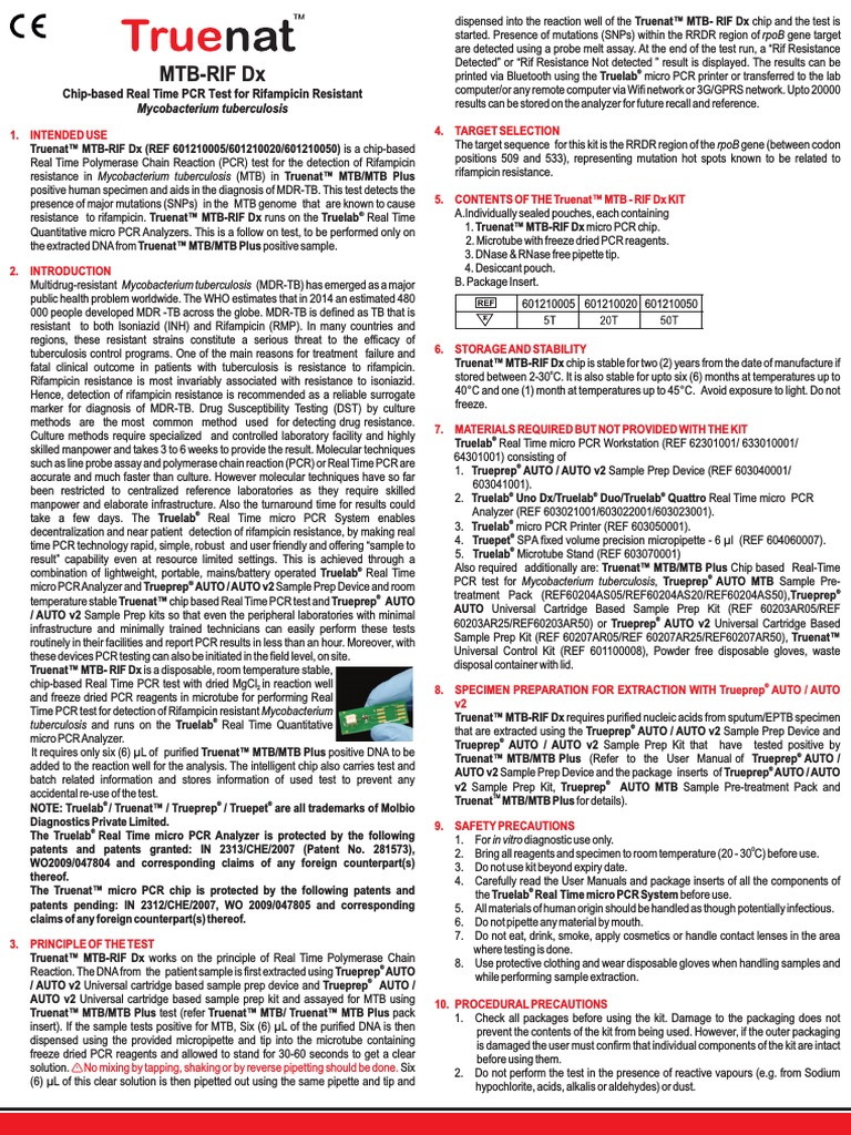 Truenat MTB RIF DX Packinsert V04 | Download Free PDF | Polymerase ...