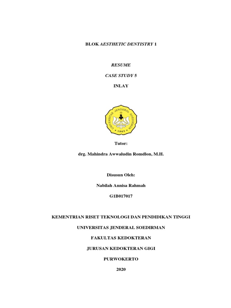 Restorasi Inlay pada Kasus Gigi Rusak | PDF
