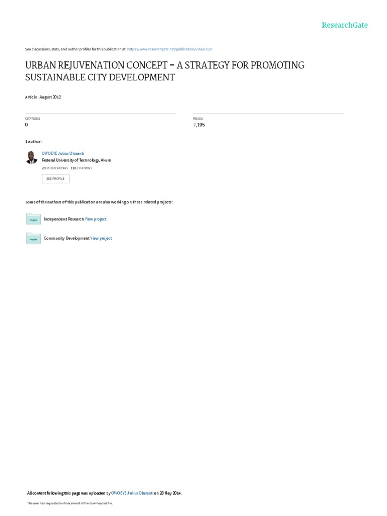 Urban Rejuvenation for Sustainable Cities | PDF | Urban Renewal ...