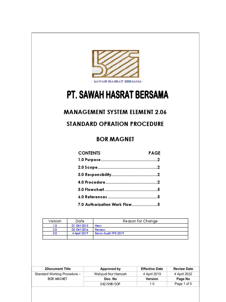 8.B SOP Bor Magnet | PDF