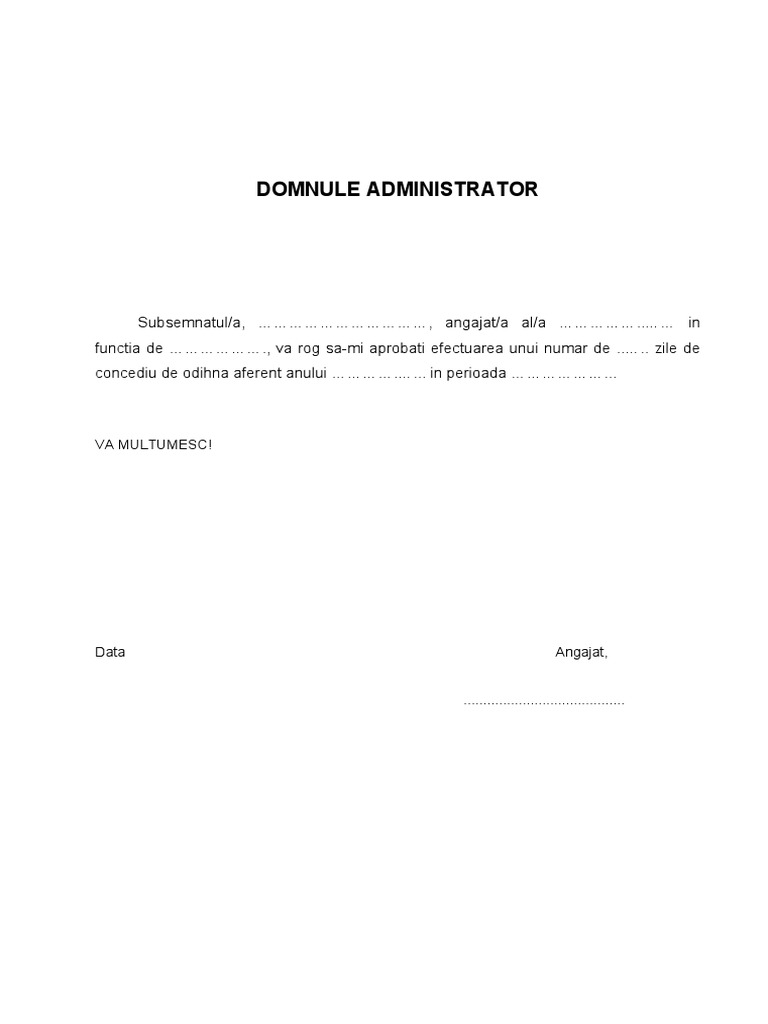 Model Cerere Concediu de Odihna | PDF