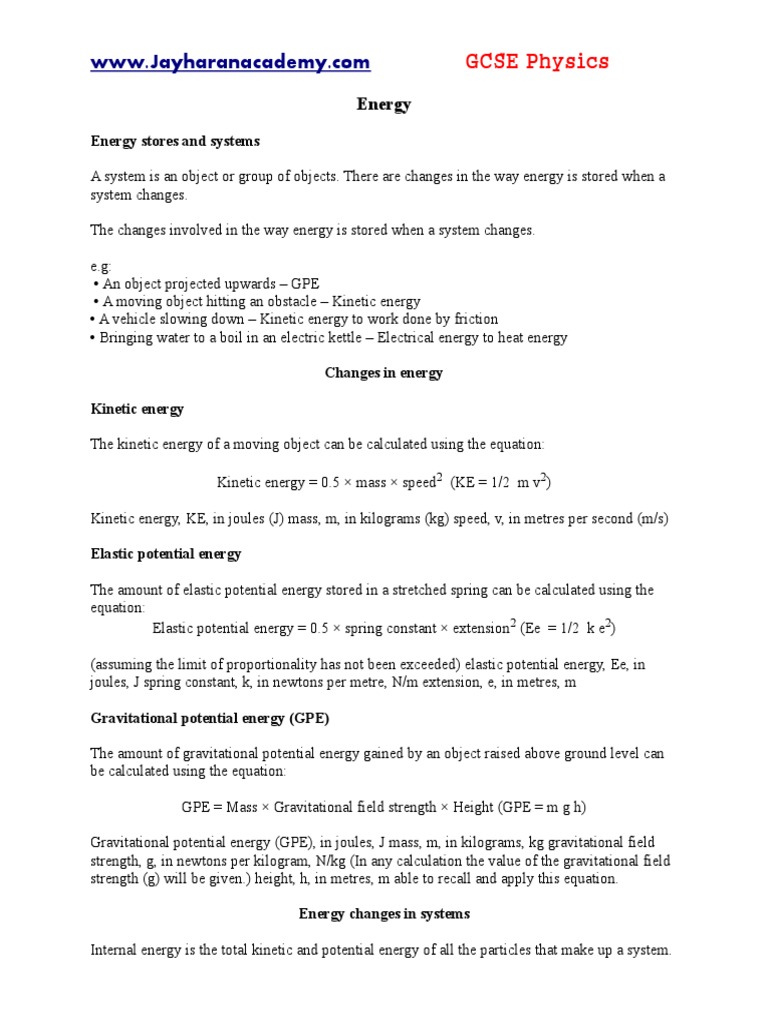 GCSE Physics: Energy | PDF | Heat | Heat Transfer