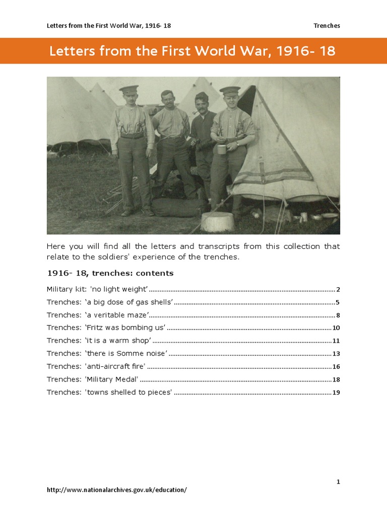 WW1 Trench Letters: Soldiers' Experiences | PDF | Corporal | Trench Warfare