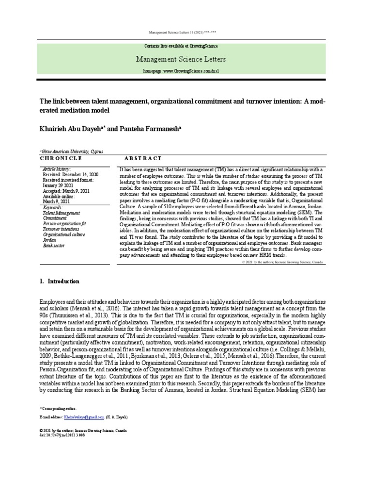 Management Science Letters | PDF | Factor Analysis | Psychological Concepts