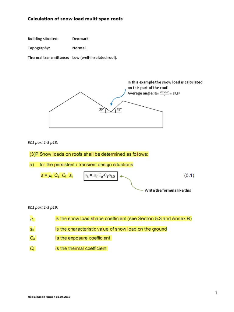 Snow Load Calculation for Multi-Span Roofs | PDF