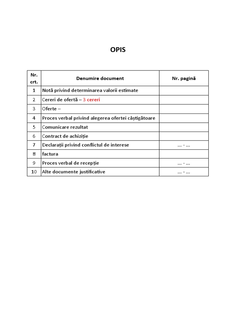 0.model Opis Dosar Achizitii | PDF