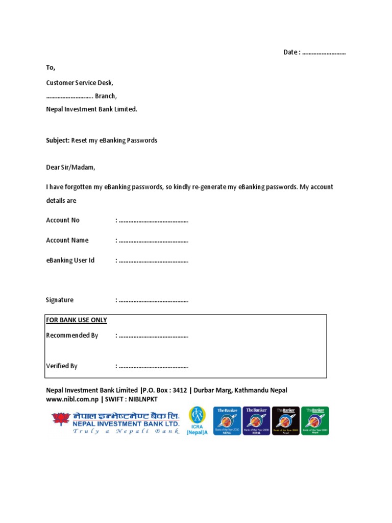 Ebanking Password Reset Letter | PDF