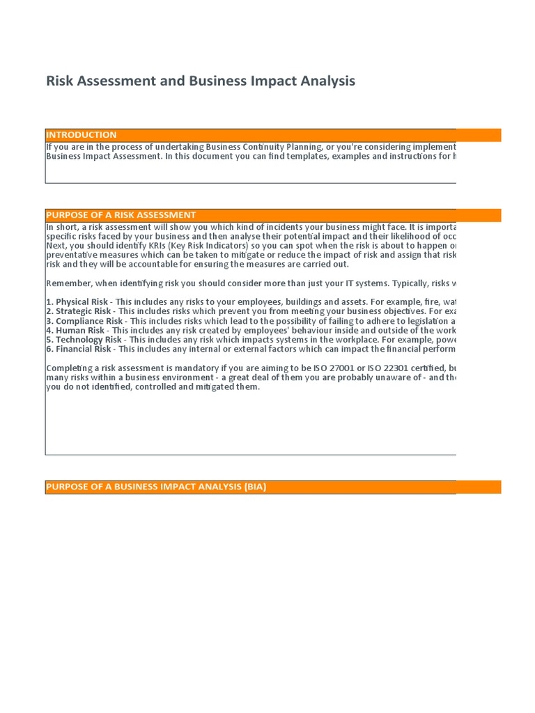 Risk Assessment and Business Impact Analysis | PDF | Risk | Disaster ...