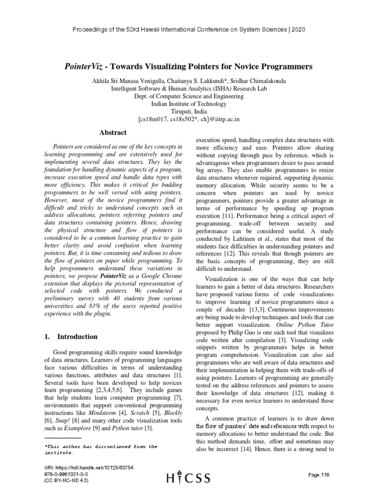 Pointerviz - Towards Visualizing Pointers For Novice Programmers | PDF | Pointer (Computer ...