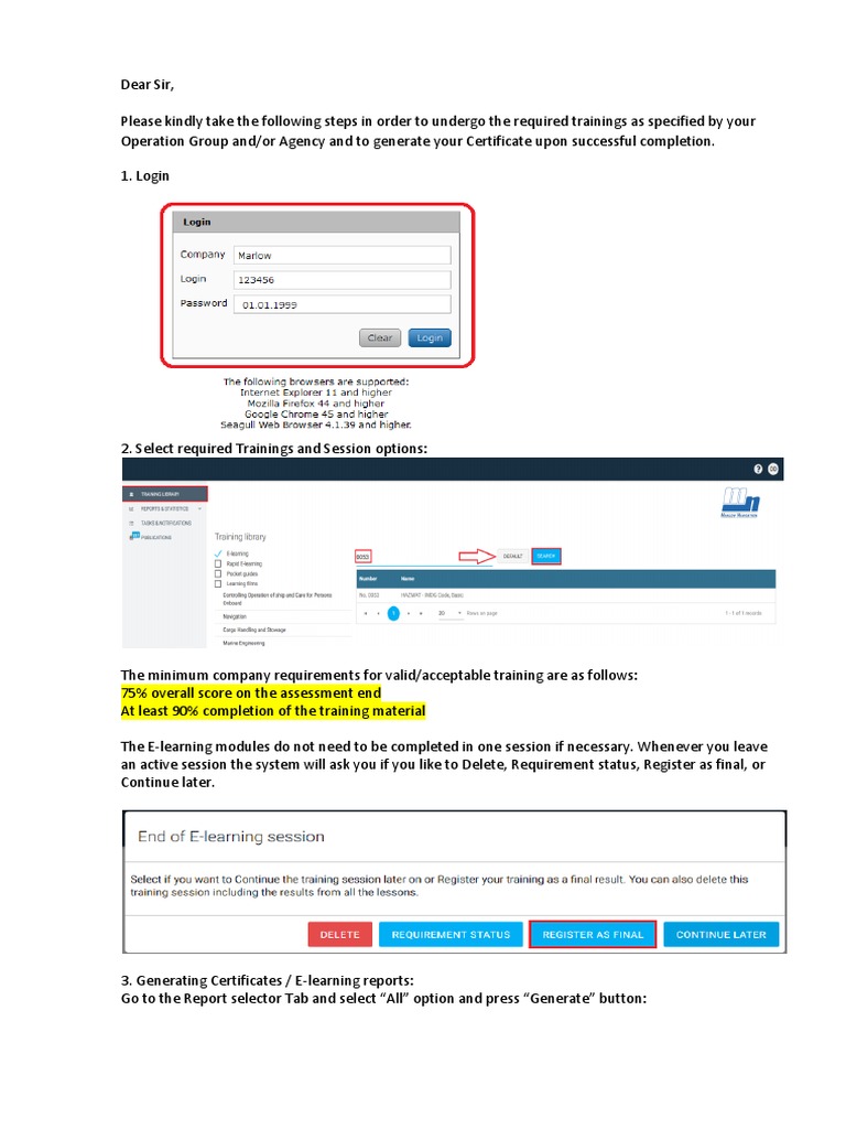 Instruction For Seagull E-Learning2020 | PDF