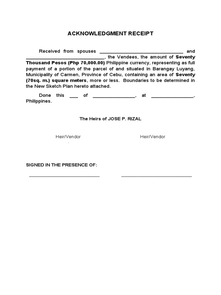 Acknowledgment Receipt for Land Payment | PDF