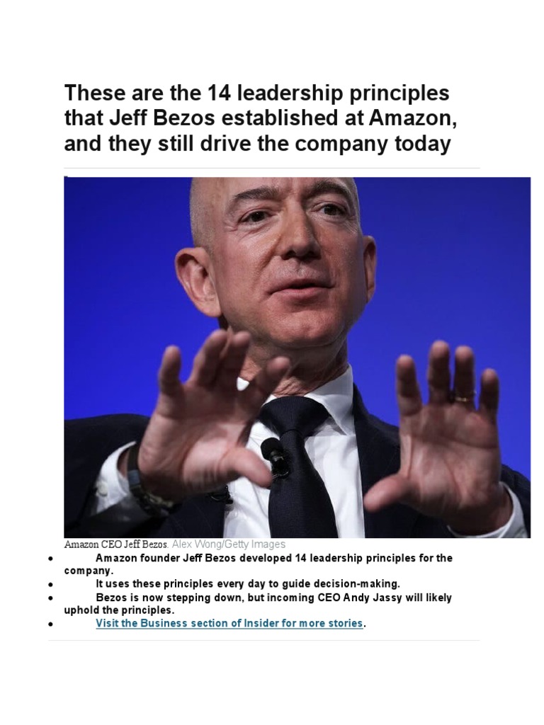 These Are The 14 Leadership Principles That Jeff Bezos Established at ...