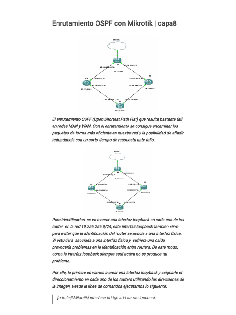 Enrutamiento OSPF Con Mikrotik - Capa8 | PDF | Enrutador (Computación) | Protocolos de capa de red