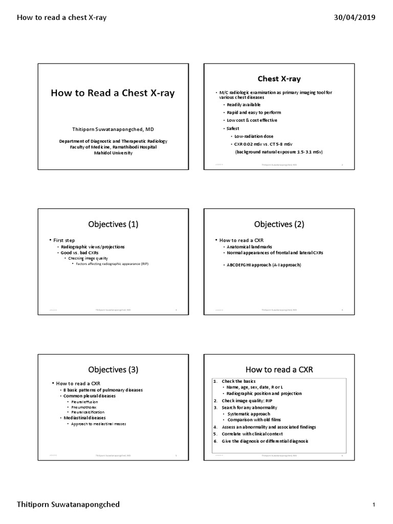 How To Read A Chest Xray 290419 | PDF | Lung | Thorax (Human Anatomy)