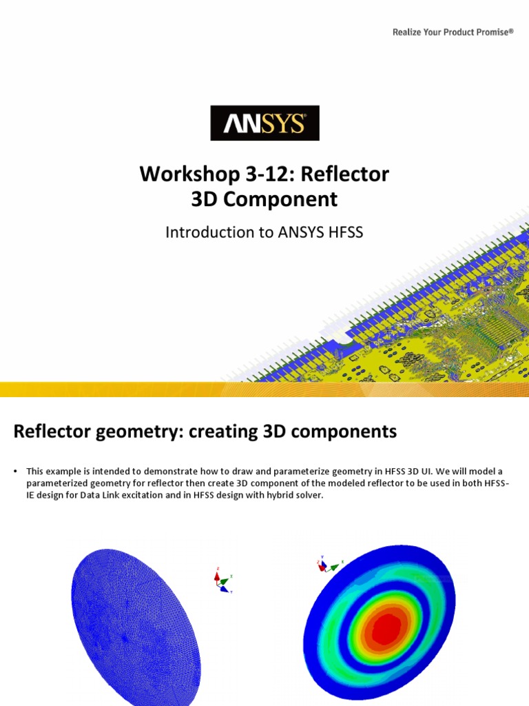 Workshop 3-12: Reflector 3D Component: Introduction To ANSYS HFSS | PDF ...