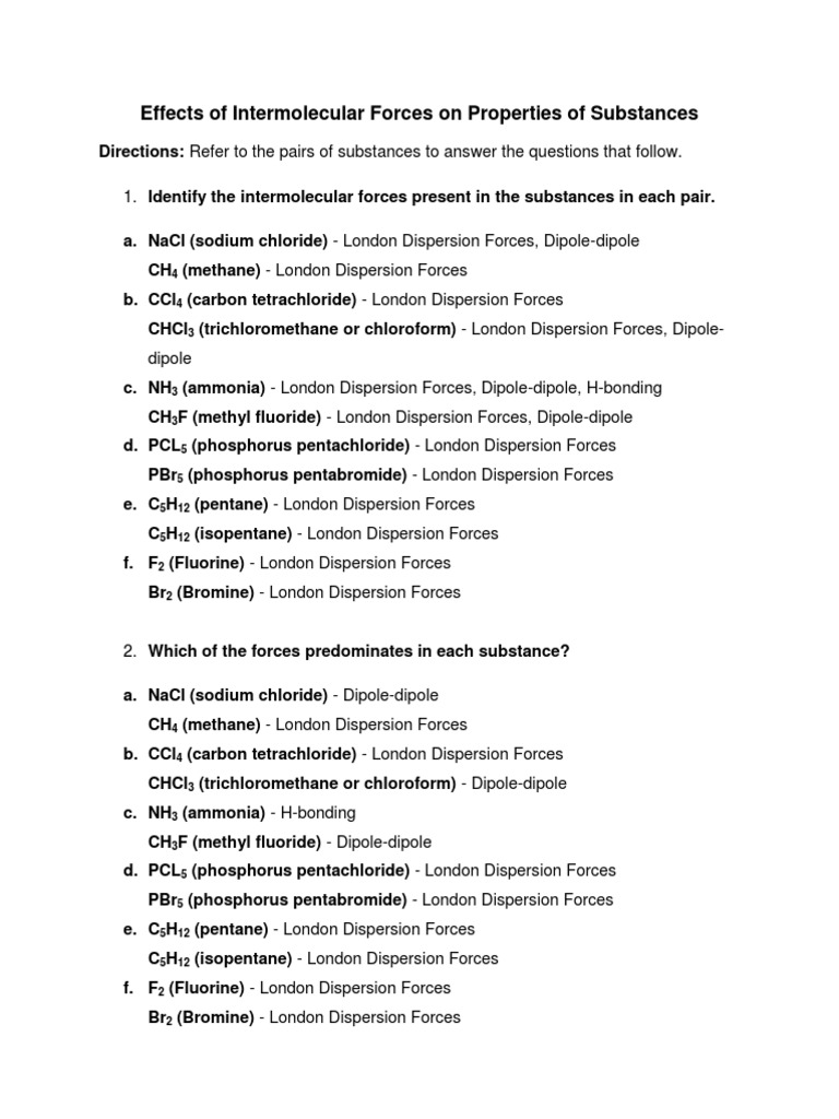 Effects of Intermolecular Forces | PDF
