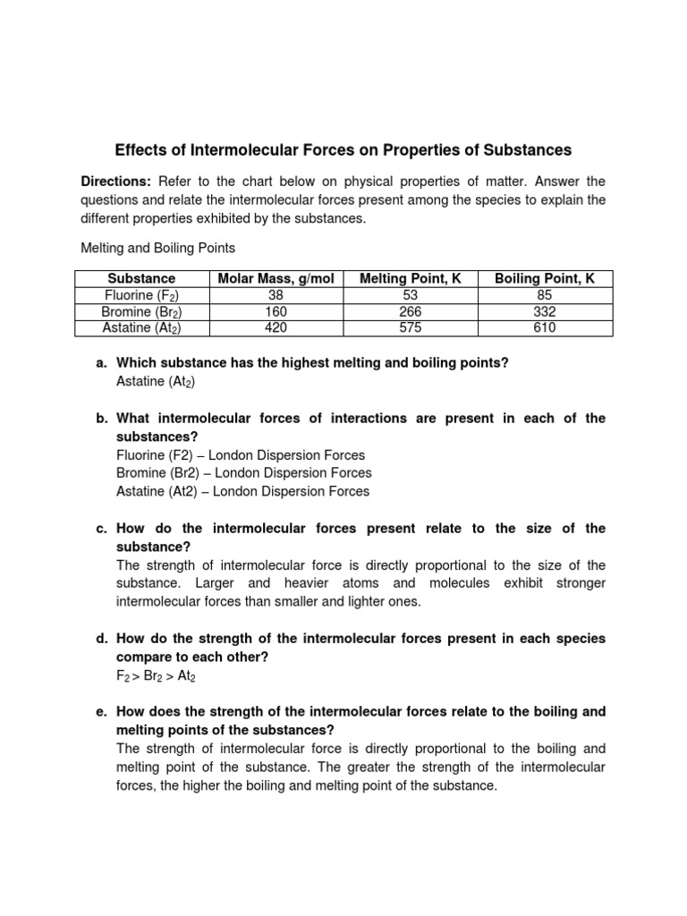 Chemistry Students: Intermolecular Forces | PDF | Science & Mathematics