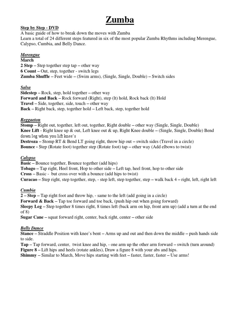Zumba Step by Step Dance Steps | PDF