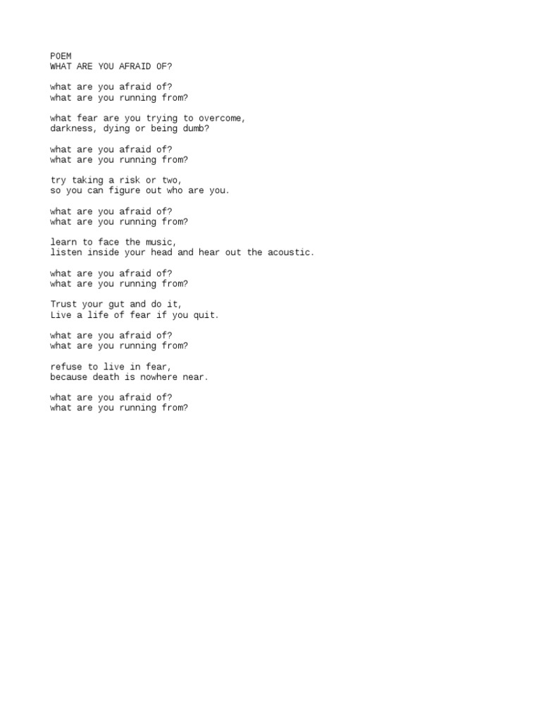 Overcoming Fear: A Poetic Reflection | PDF