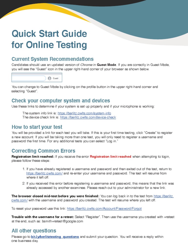 Online Test Setup Guide | PDF | Business