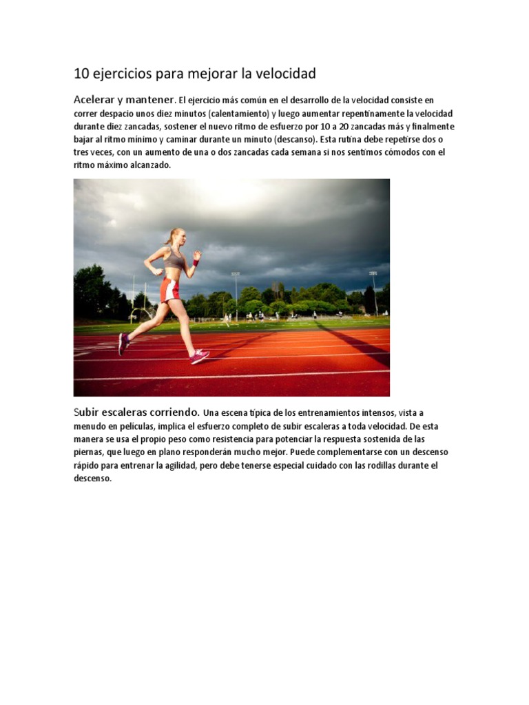 10 Ejercicios para Mejorar La Velocidad | PDF | Deportes | Naturaleza