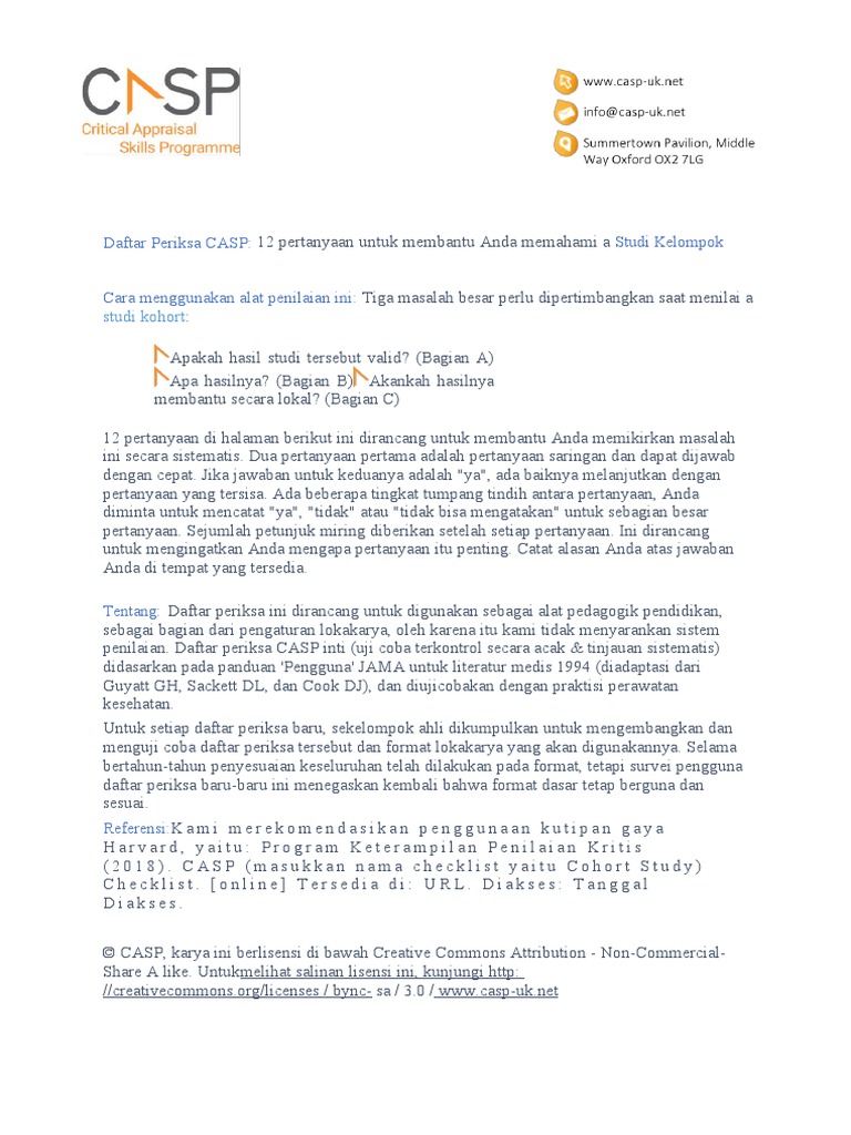 CASP Cohort Study Checklist - 2018.en - Id | PDF