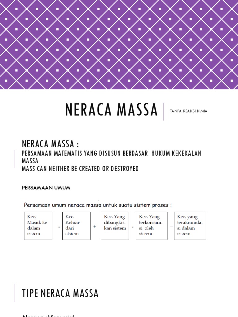 NERACA MASSA Tanpa Reaksi Kimia D3 | PDF