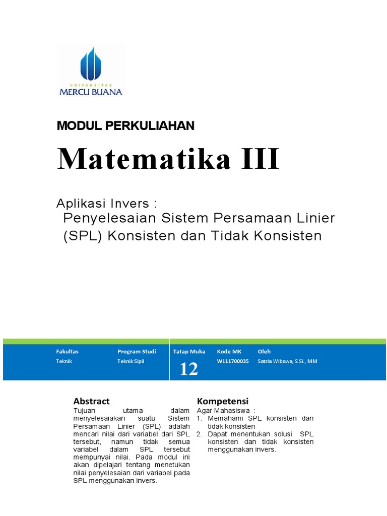 Penyelesaian SPL dengan Invers Matriks | PDF