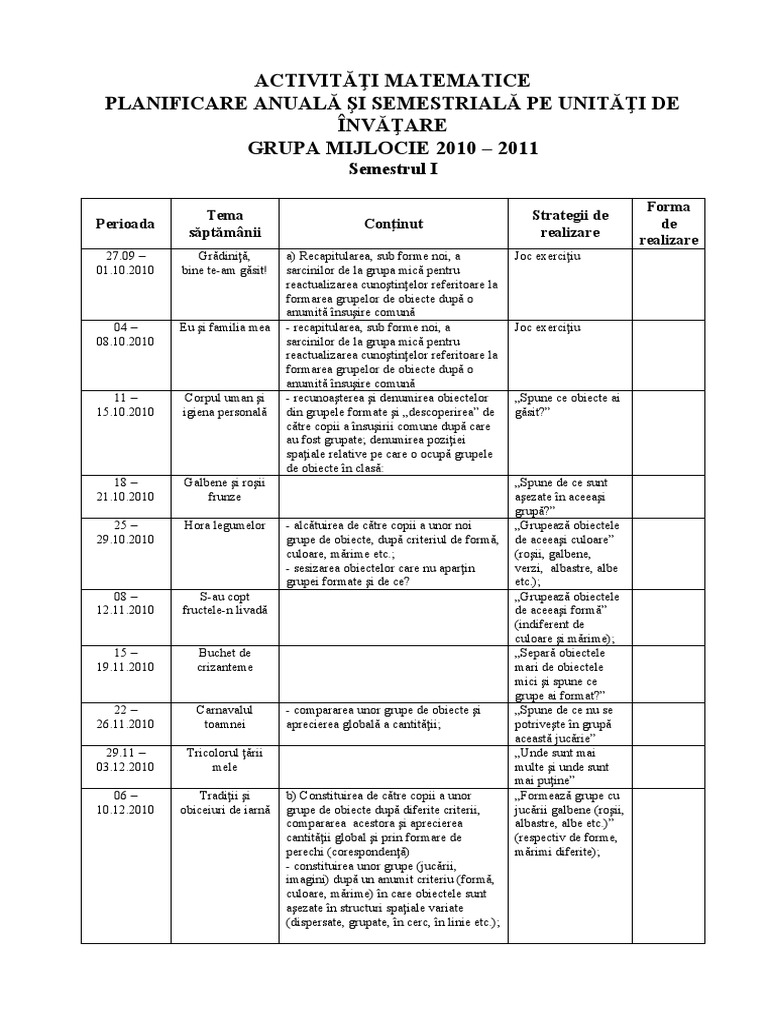 Planificare Anuala Matematica GR Mijlocie | PDF