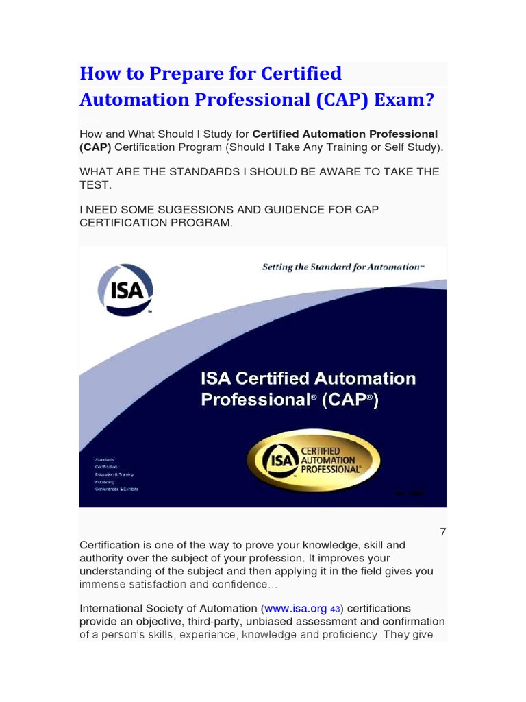 How To Prepare For Certified Automation Professional (CAP) Exam ...