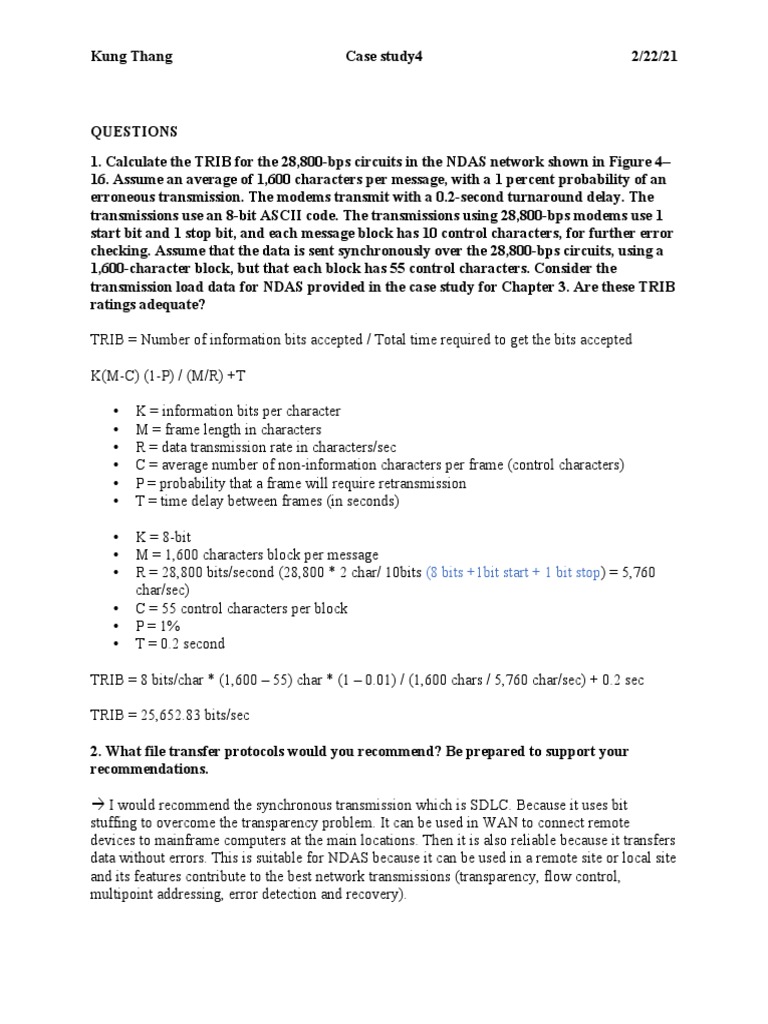 Case Study 4 | PDF | Error Detection And Correction | Data Transmission