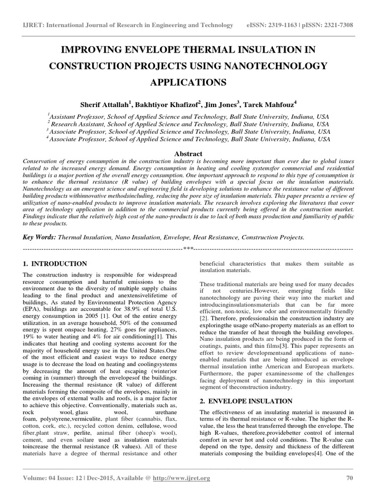 Improving Envelope Thermal Insulation in | PDF | Building Insulation ...