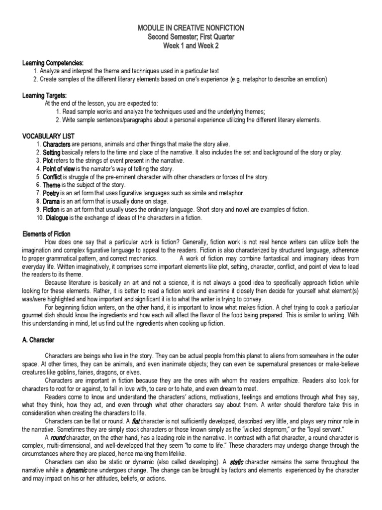 CNF Module Week 1 and 2 | PDF | Poetry | Narration